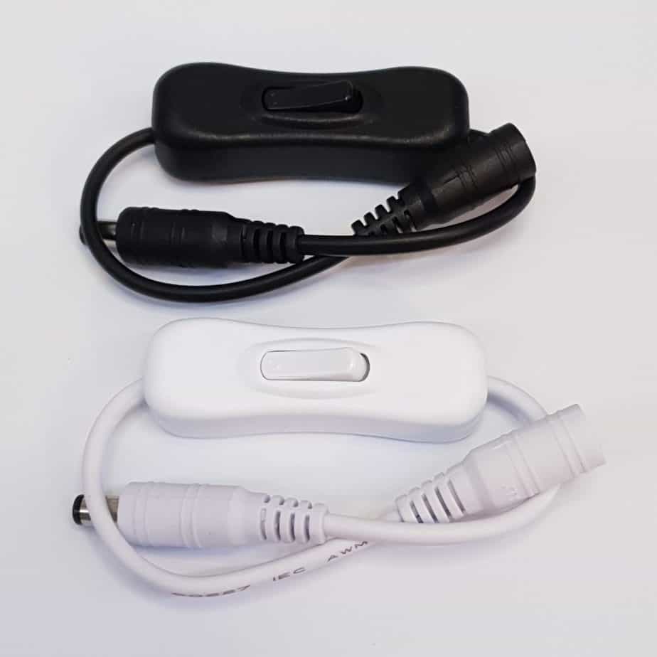 Inline Rocker Switch DC Jack Connector 12V/24V Black/White – Maker Zone